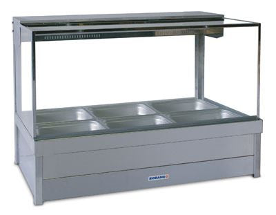 Roband S23RD Square Glass Hot Food Display Bar, 6 pans double row with ...